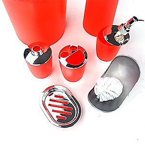 JIUCHEN Set 6 Pieces Bathroom Accessories Set, Bathroom Set Lotion Dispenser, Toothbrush Holder, Bathroom Tumblers, Soap Dish, Trash Can for Homes Hotels