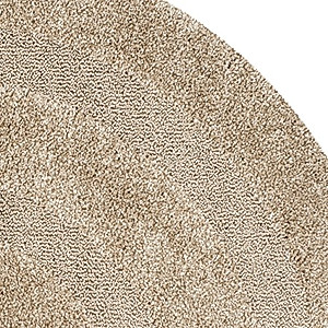 SAFAVIEH Florida Shag Collection 4' Round Beige / Beige SG454 Border Non-Shedding Living Room Bedroom Dining Room Entryway Plush 1.2-inch Thick Area Rug