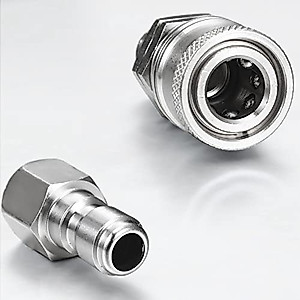 Shimeyao 4 Sets NPT 1/4 Inch Pressure Washer Coupler Quick Connect Plug Male Female 1/4 Quick Connect Fittings Pressure Washer Adapters Pressure Washer Accessories (Internal Thread)