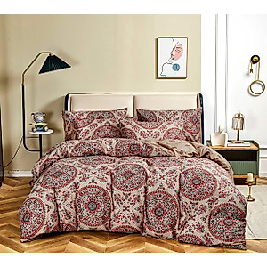 Tache Duvet Cover King Size Paisley Bohemian Boho Chic Medallion Mandala Boteh Reversible Duvet Cover, King