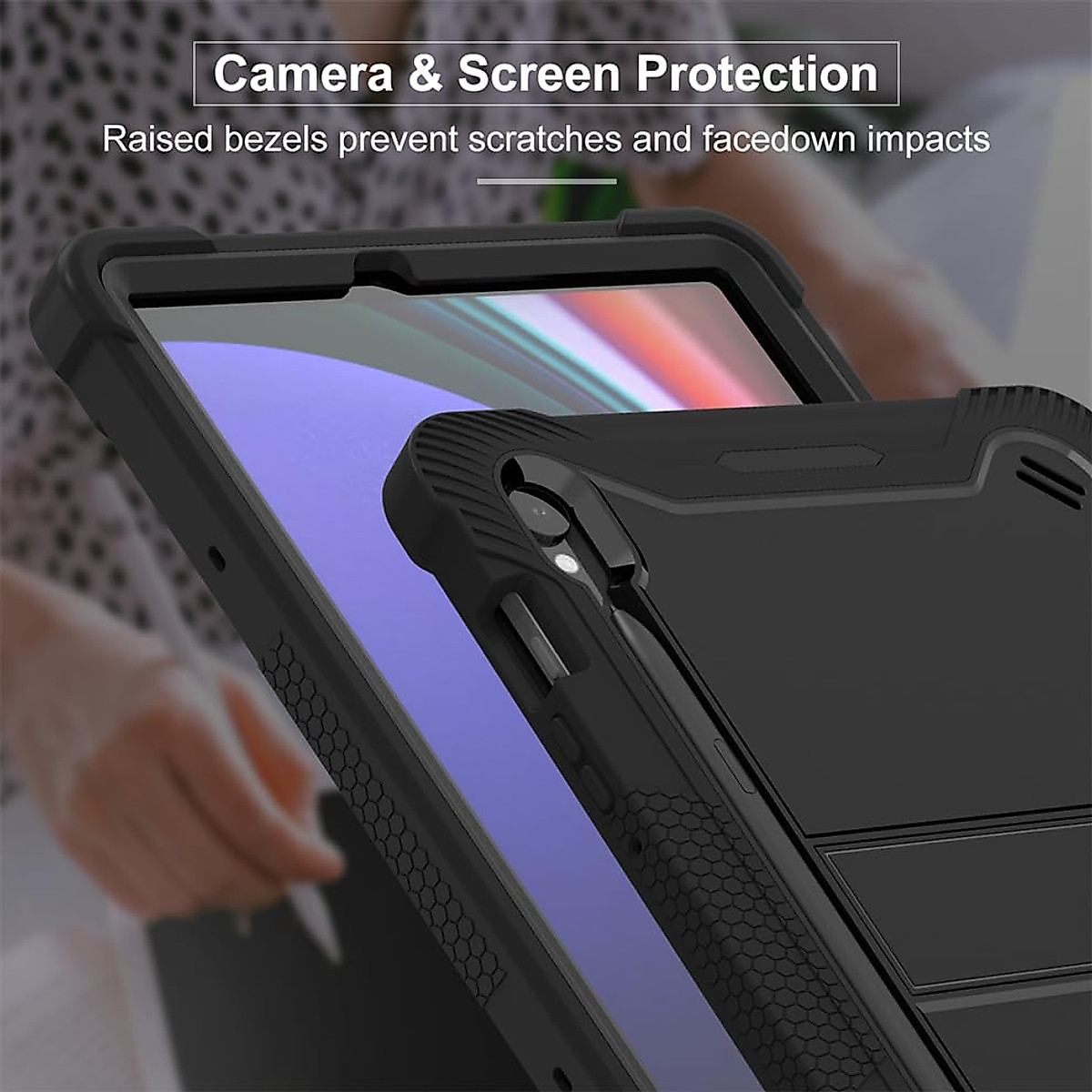 Bingcok for Samsung Galaxy Tab S9 11 Inch Case/Galaxy Tab S9 FE 5G 10.9 Case, Heavy Duty Rugged Full-Body Hybrid Shockproof Drop Protection Cover for Samsung Galaxy Tab S9 /S9 FE Tablet 2023 (Black)