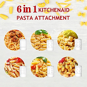 Pasta Maker Attachment for Kitchenaid Stand Mixer with 6 Different Shapes of Pasta Outlet, Durable Kitchenaid Accessories and Attachments, Dishwasher Safe