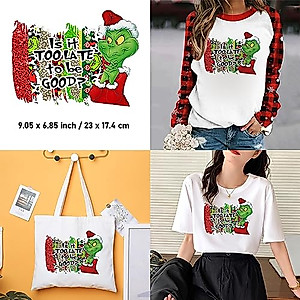 Christmas Heat Transfer Vinyl 3 Sheets Iron on Stickers Winter Xmas Heat Transfer Vinyl Design Iron on Decals for T Shirts Clothes Pillow Hoodie DIY Iron on Patches
