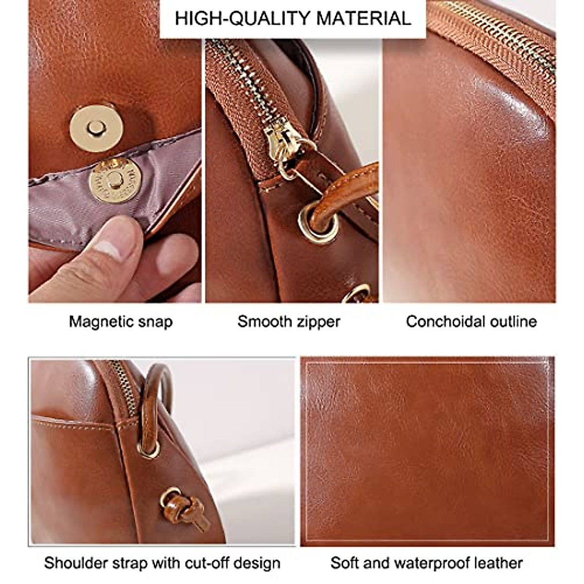 natyrlpog Crossbody Bag for Women Small, Cute Leather MINI Shoulder Purses, Fashion Messenger Phone Bag (brown)