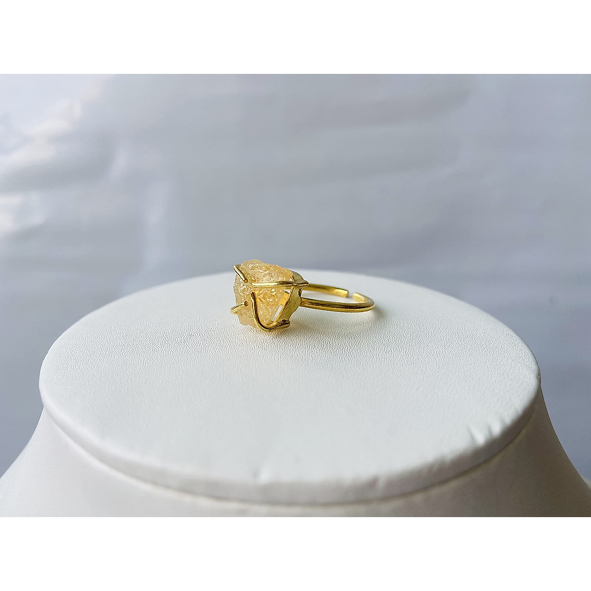 ALPHA Raw Citrine Adjustable Ring For Unisex Uncut Gemstone Prong Jewelry November Birthstone Gift For Him And Her