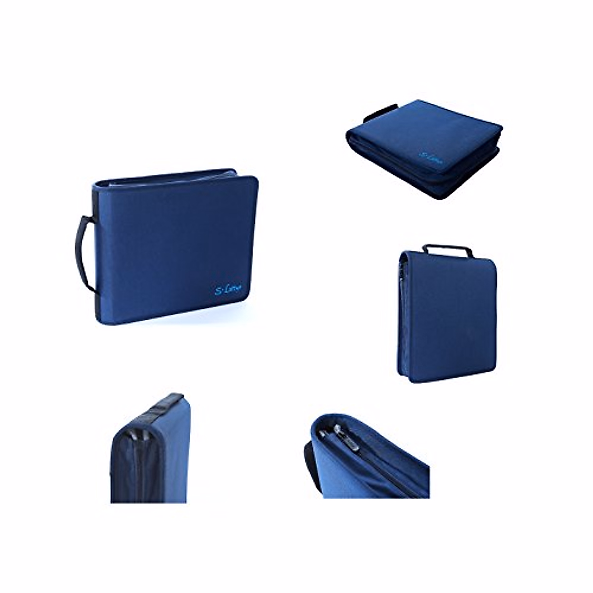 DVD CD Storage Case with Extra Wide Title Cover Pages for Blu Ray Movie Music Audio Media Disk (Portable Carrying Binder Holder Wallet Album Home Organizer)- Blue, 192 Disk Units, 96 Booklet Pockets