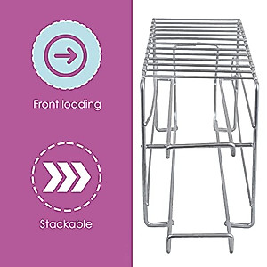 Home Basics Steel Can Dispenser, (Silver) 12 Can Soda Organizer For Refrigerator And Pantry | 2 Tier Can Holder