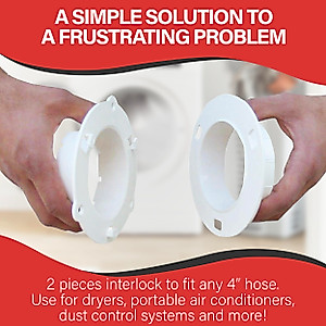 Dryer Dock The Original Dryer Vent Quick Release - Two-Piece Dryer Hose Quick-Connect, Twist & Lock Tight, Fits 4 Inch Tubes,White