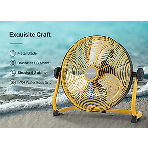 Geek Aire 12" Portable Battery Operated Fan with Metal Blade, 360 Vertical Tilt, 20h Run Time Cordless Fan for Camping Travel Tent Hurricane Home