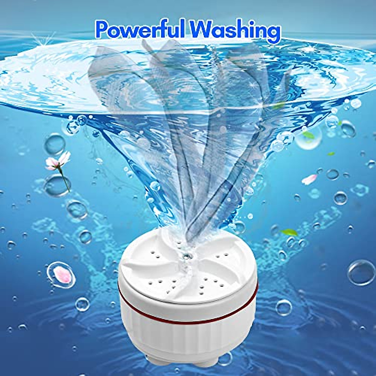 Andoer Ultrasonic Turbo Washing Machine Portable Mini Washer with USB Power Supply Suction Cups for Home Travel Business Trip