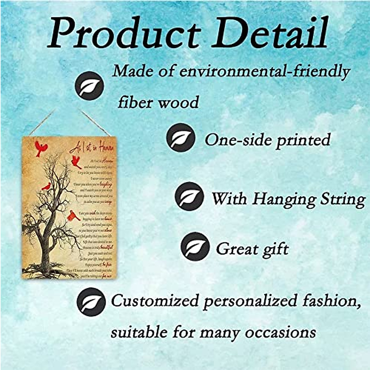 As I Sit In Heaven And Watch You Everyday Yard Garden Cardinalis Wooden Board Hanging Living Room Wall Decor Retro Home Bar Restaurant Men Cave Thanksgiving Gift 8x12 Inches