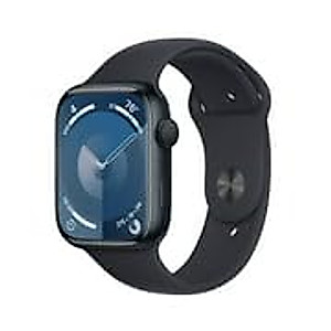 Apple Watch Series 9 [GPS 45mm] Midnight Aluminum Case with Midnight Sport Band M/L (Renewed)