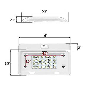 Partsam Rectangle LED RV Porch Light with On/Off Switch, RV Exterior Utility Light Lighting Fixture Cover Replacement for RVs Motorhome Campers, 12V, 5th Wheels, Clear and Amber Lenses Removable
