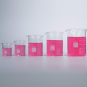 7 Pcs PTFE Magnetic Stirrer Mixer Stir Bar Spinbar Stirring Graduated Glass Measuring Low Form Beaker Set 50ml 100ml 250ml 400ml 600 ml