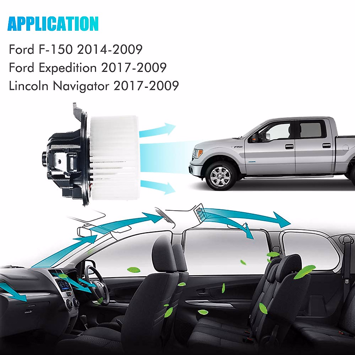 AC Heater Blower Motor for 2009-2017 Ford Expedition 2009-2014 Ford F150 2009-2017 Lincoln Navigator Replaces # 700237 AL1Z19805A 75873