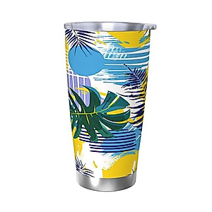 AYCZN Tropical Abstract Leaves 20 OZ Tumbler Stainless Steel Travel Coffee Mug, Palm Leaf Insulated Water Bottle with Lid and 2 StrawsLeakproof Thermal Cup