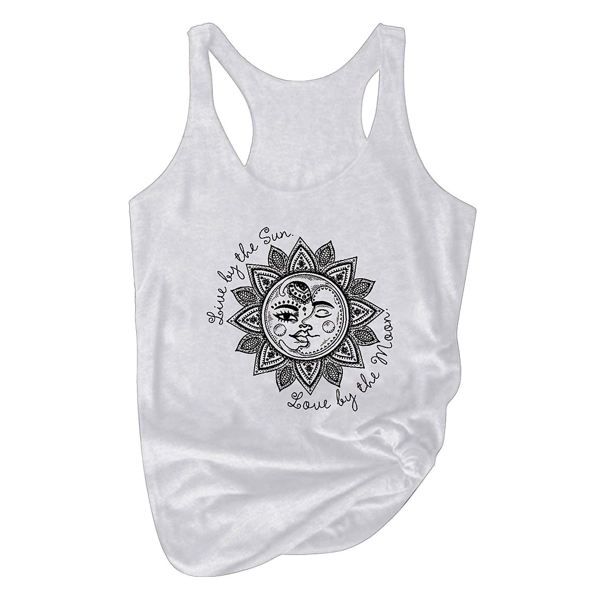 Padaleks Womens Sun Moon Tank Top Funny Printed Graphic Tees Shirts Summer Sleeveless O-Neck Casual Blouse Tops