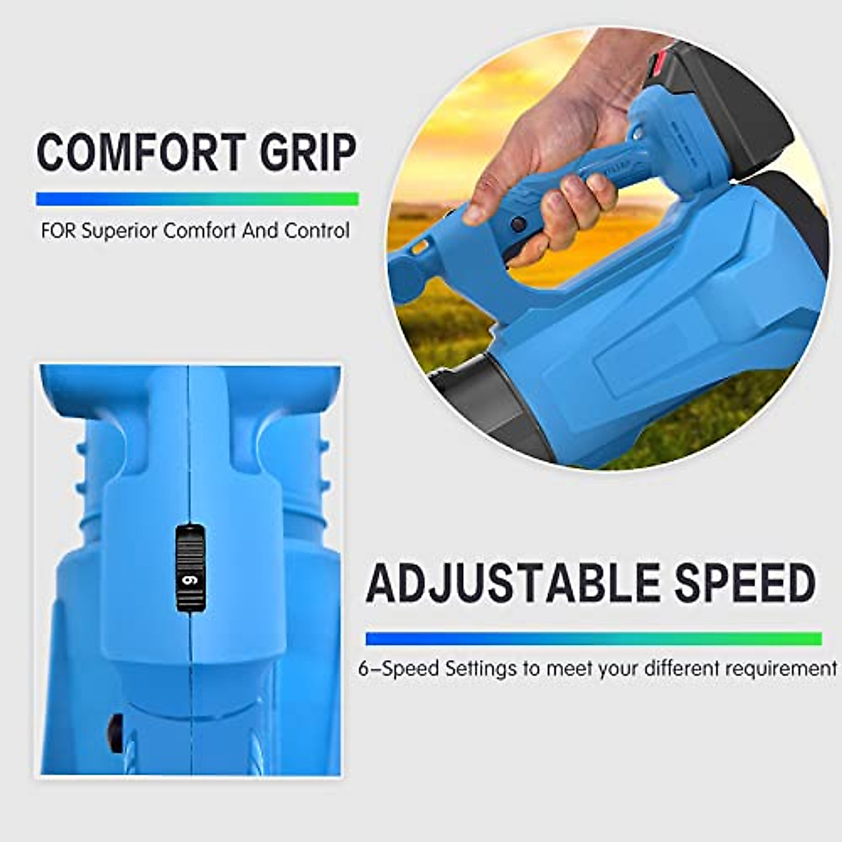 Sierjian Cordless Leaf Blower,21V Electric Leaf Blower with 4.0Ah Battery & Charger,2 Section Tubes,6-Speed Dial,Cordless Sweeper for Lawn Care Snow Debris Yard Dust Work