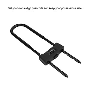 Bike Lock Combination, U Lock Bicycle Lock Lock for Bicycle Extended Glass Door Motorcycle Wheel (4 Digits)