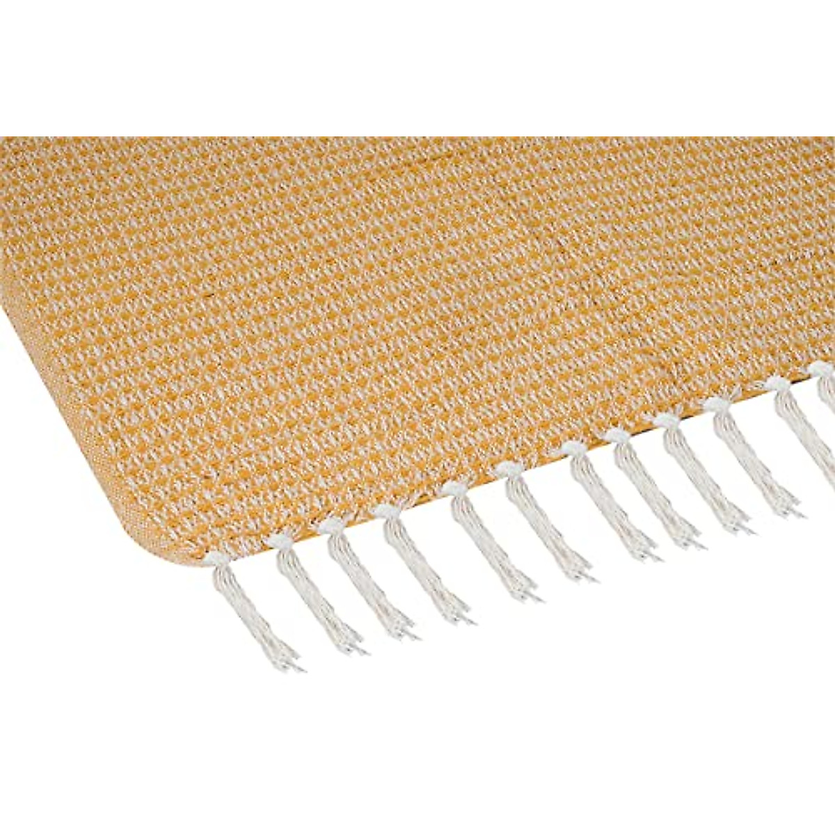 Yellow Cotton Throw Blanket - Waffle Weave Throw Blanket 60”x48” - Farmhouse Throw Blanket - Throw Blanket for Couch Sofa Chair Bed - Blanket for all Seasons - Yellow Decorative Blanket with Fringe