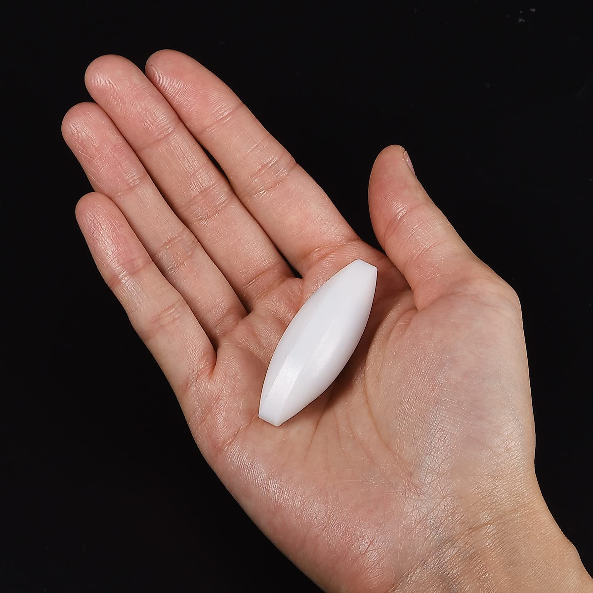 MECCANIXITY Magnetic Stirrer Mixer Stir Bar Rod 60mm(2.36") x18mm Olive Shape Coating Magnet White for Laboratory 2Pcs