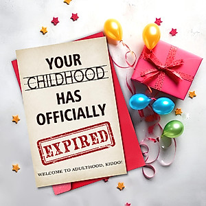 Funny 18th Birthday Card for Him Her, Rude 18 Year Old Birthday Card, Special Birthday Gift for 18 Year-Old Son Daughter Best Friend Adult (Childhood has Expired)