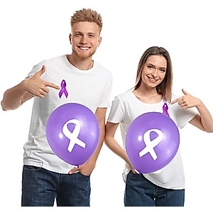 Generic 36 Pcs Purple Ribbon Party Decorations Balloons, alzheimers disease Awareness Ribbon Balloons for Non-Profit Fundraisers, Charity Events, and Community Events.
