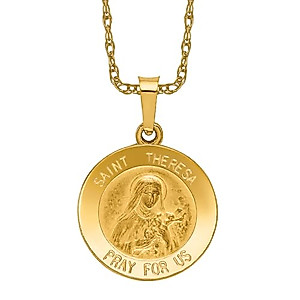 IceCarats 14K Yellow Gold Saint Theresa Medal Necklace Charm Pendant 21mm x 15mm Only