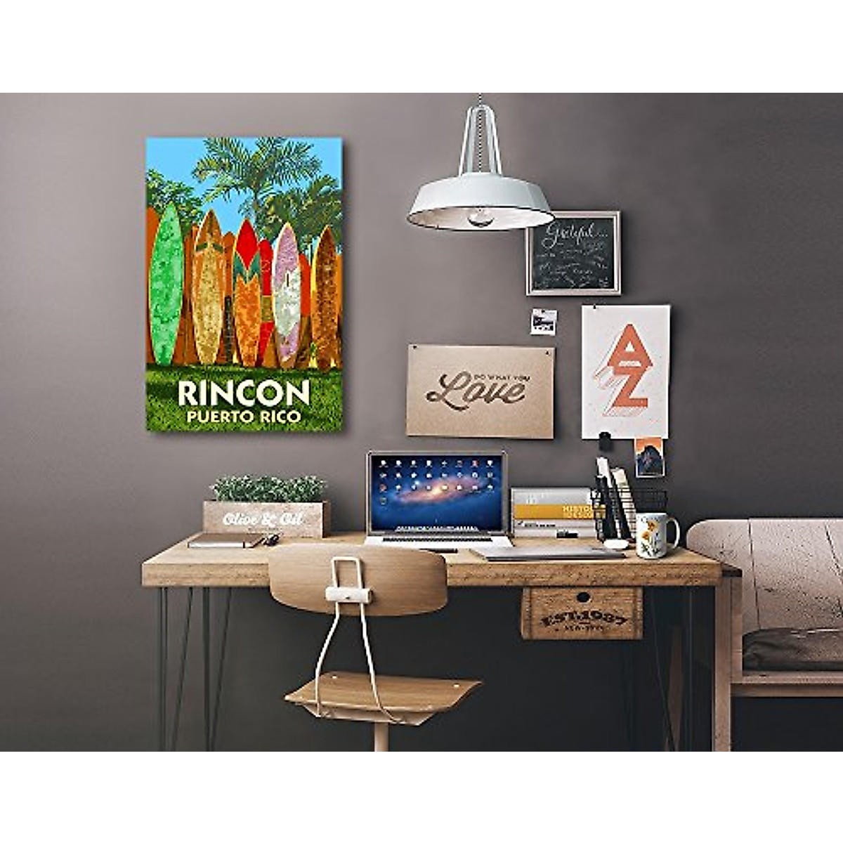 Lantern Press Rincon, Puerto Rico, Surfboard Fence, (24x36 Wrapped Canvas, Wall Decor, Artwork)