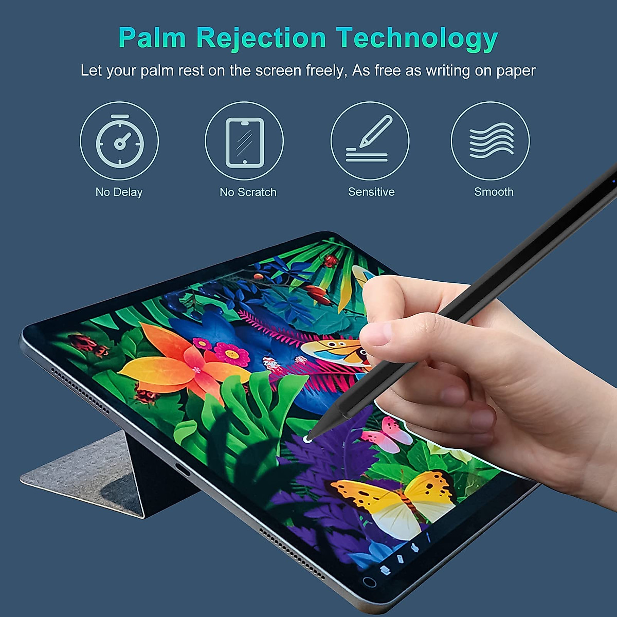 Pencil for iPad (2018-2024),EDIVIA New Fast Charging and Palm Rejection Stylus Pen for iPad Pro M4 2024,iPad Air M2 2024,iPad Pro 11/12.9 Inch,iPad Air 5th 4th 3rd, iPad 10th/9th Generation,Black