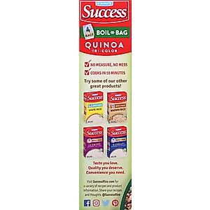 Success Boil-In-Bag Quinoa, Quick Tri-Color Quinoa, 12-Ounce Box