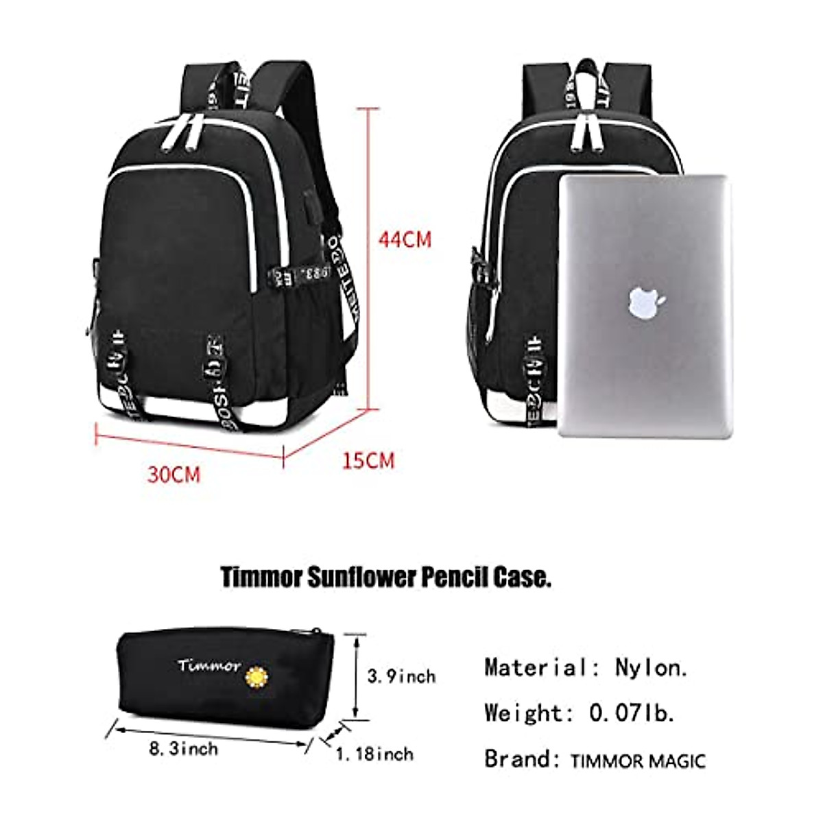 TIMMOR MAGIC Anime Toilet-Bound Hanako-kun Backpack with USB Charging Port, School Bookbags for Women Men.(Black7) One Size