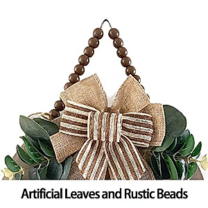 Condorpasea 3D Welcome Sign for Front Door | Home/Farmhouse Porch Décor Wooden Hanging Sign with Artificial Leaves and Rustic Beads | Christmas Classroom |12" Round