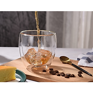 SAPHALTON Double Wall Glass Coffee Mugs without Handle, 2.5 oz /8.5 oz /11.8oz Tea Cups, Clear Glass Drinkware for Espresso，Cappuccino, Latte，Hot Beverages (2.5 OZ)