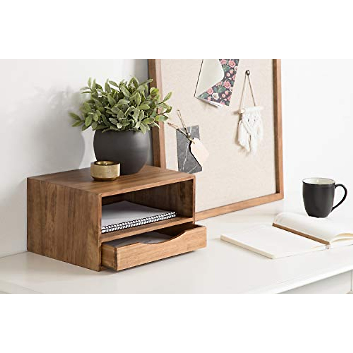 Kate and Laurel Hutton Modern Floating Shelf, 12.5 x 10 x 7, Rustic Brown, Farmhouse Floating Desk for Storage and Display