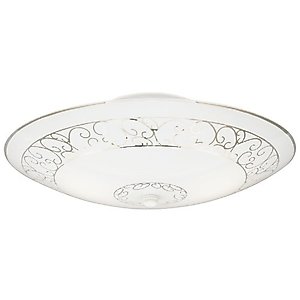 Westinghouse 6620600 Two-Light Semi-Flush-Mount Interior Ceiling Fixture, White Finish with White Scroll Design Glass, Round