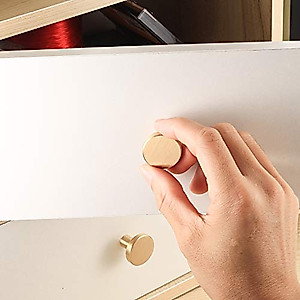 8 Pcs Gold Cabinet Knobs, Brushed Brass Round Kitchen Cabinet Hardware Pulls Knobs Gold for Dresser Drawer Cupboard Closet Furniture Wardrobe Door Knobs Handles, with Screwdriver - 20x25 mm