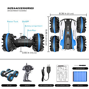 Toys for 6-12 Year Old Boys Amphibious Remote Control Car Boat for Kids 2.4Ghz RC Car Waterproof RC Monster Truck Stunt Car 1: 16 Remote Control Vehicle with Rotate 360 All Terrain Boys Girls Gifts