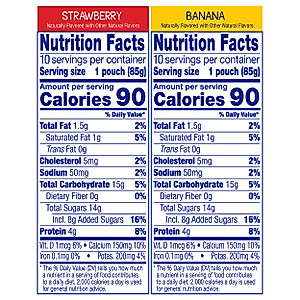 GoGo squeeZ yogurtZ Variety Pack, Strawberry & Banana, 3 oz (Pack of 20), Kids Snacks Made from Real Yogurt and Fruit, No Fridge Needed, Gluten Free, Nut Free, Recloseable Cap, BPA Free Pouches