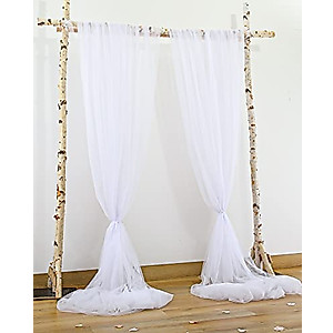 White Tulle Backdrop Curtain Sheer Backdrop Curtains for Parties Wedding White Backdrop Curtain for Birthday Baby Shower Photos Background Drape 10ft x 8ft, 2 Panels 5ft x 8ft