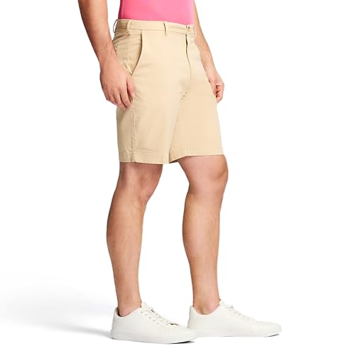 IZOD Men's Classic Saltwater 9.5" Flat Front Chino Short, Pale Khaki, 38