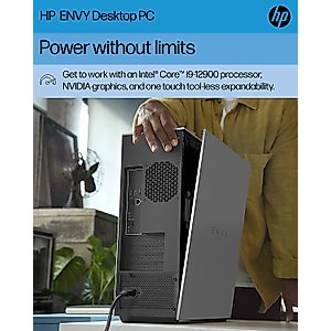 HP Envy Gaming Desktop, Intel Core i9-12900 Processor, 64GB DDR4 RAM, 2TB PCIe SSD + 2TB HDD, NVIDIA GeForce RTX 3070 8G DDR6, Win 11 Pro, White, 32GB Hotface USB Card