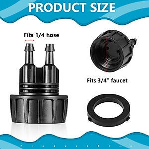 5 Pack Drip Irrigation Tubing Faucet Adapter Garden Faucet Hose Adapter Drip Irrigation Hose Connectors Faucet Connector with Washers for Garden Irrigation System(Double, Convert 3/4 to 1/4)