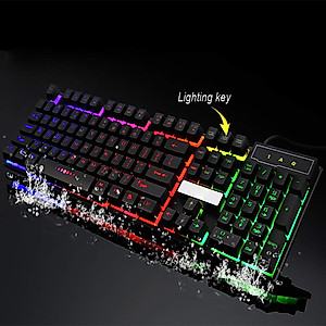 Sdoveb LeiDiKai R260 Professional Gaming Keyboard Colorful Crack LED Illuminated Backlit USB Wired PC Rainbow Gaming Keyboard, Length 44cm Wide 13.5cm