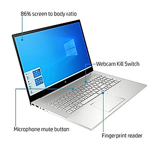Newest HP Envy 17t Touch(10th Gen Intel i7-1065G7, 32GB DDR4 RAM, 1TB PCI NVMe SSD, NVIDIA GeForce 4GB GDDR5, Windows 10 Professional, 3 Years McAfee Security Key) Bang & Olufsen 17.3" Laptop PC