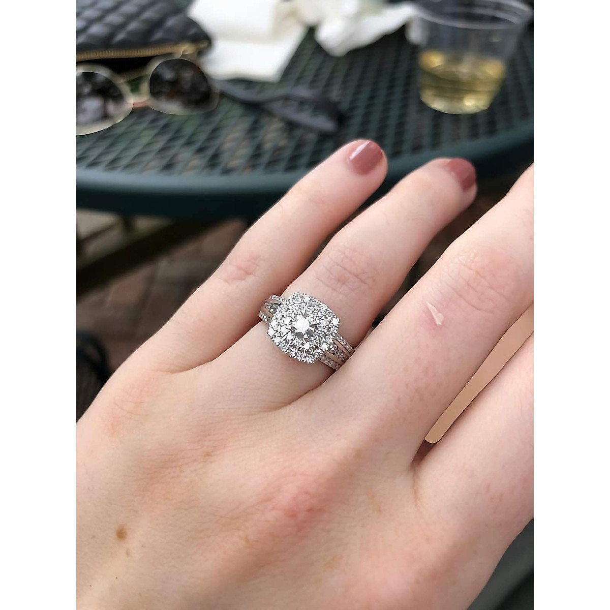 Ayafee 1 Carat (ctw) Bridal Set 5A Cubic Zirconia engagement rings for women Platinum Plated Silver ring Cubic Zirconia rings -7