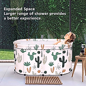 LUCKUP Large Foldable Soaking Bathing Tub Portable Bathtub for Adults Freestanding Non-Inflatable Hot Bath Tub, Thickened Thermal Foam to Keep Temperature Suitable for two person 43”x25”x20”
