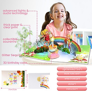 Ecloverlife Musical Birthday Card Girl, Pop Up 3D Birthday Card for Daughter, Granddaughter, Niece - Fairy Birthday Card with Blowable Canlde for 3/4/5/6/7/8 Years-Old Girls