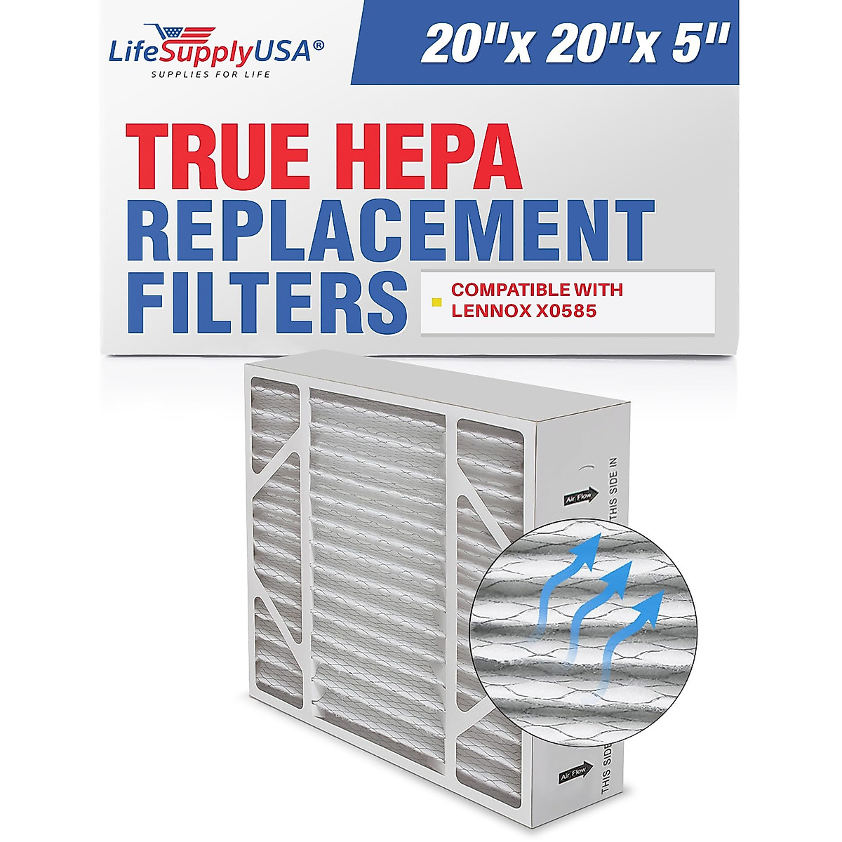 LifeSupplyUSA True HEPA Filter MERV 8 Replacement Compatible with Lennox X0585 X7930X7935 BMAC-14CE HCC14-23 HCXF14-10 Air Purifier