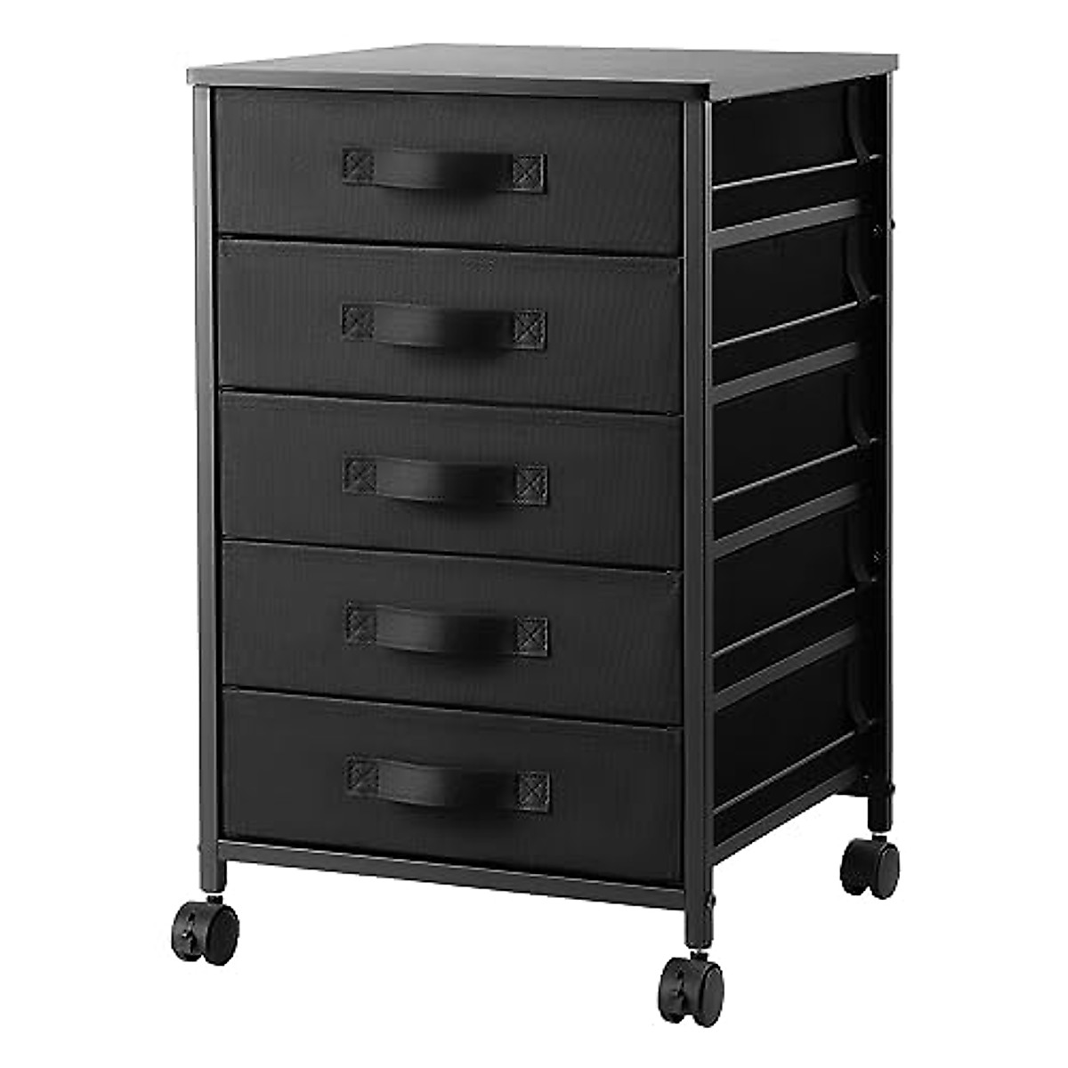 TOPSKY Mobile Cabinet, Fabric Storage Tower with Anti-Drop Drawers for Home Office (Black, 5 Drawers)